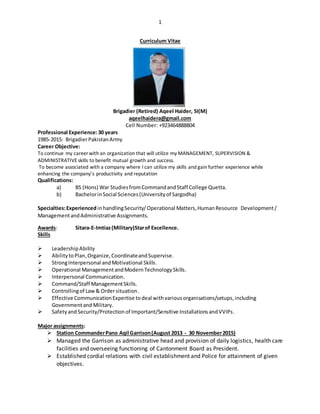 brig Aqeel CV | PDF