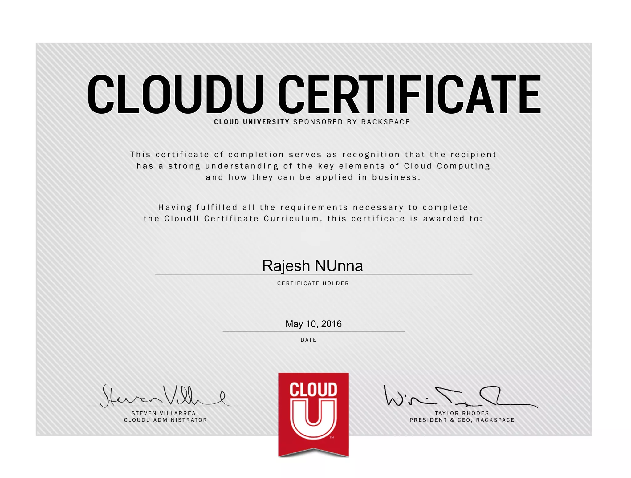 CloudU Certification | PPT