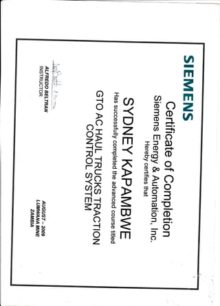 SIEMENS CERTIFICATE