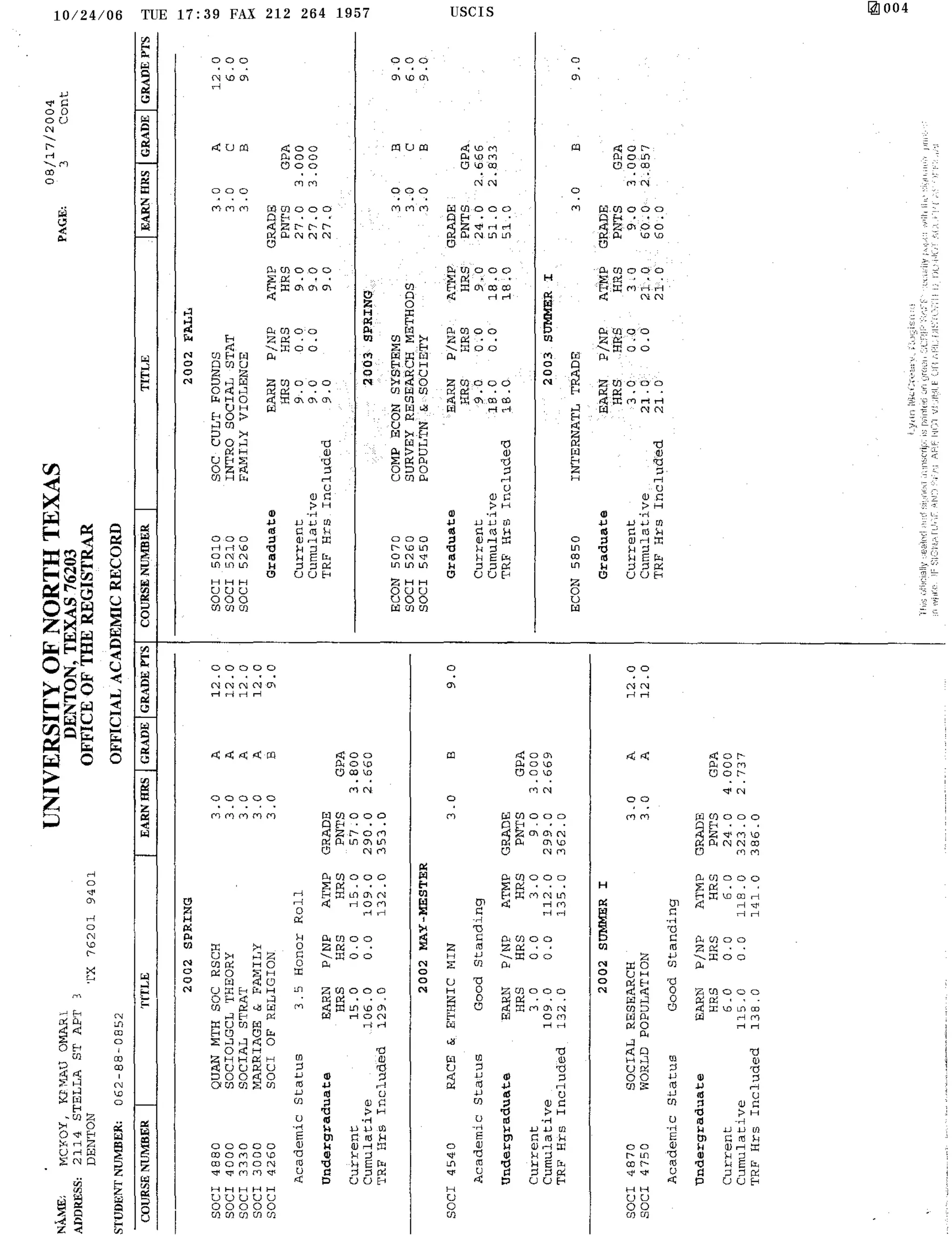 UNT college transcripts | PDF