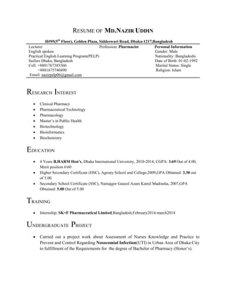 ABROAD RESUME OF NAZIR | PDF