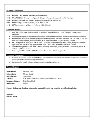 Curricilum Vitae-Jitender Bansal | PDF