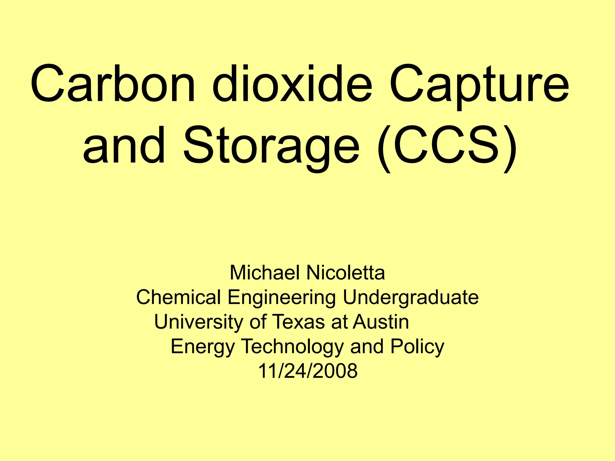 Carbon Dioxide Capture and Storage (CSS) | PPT
