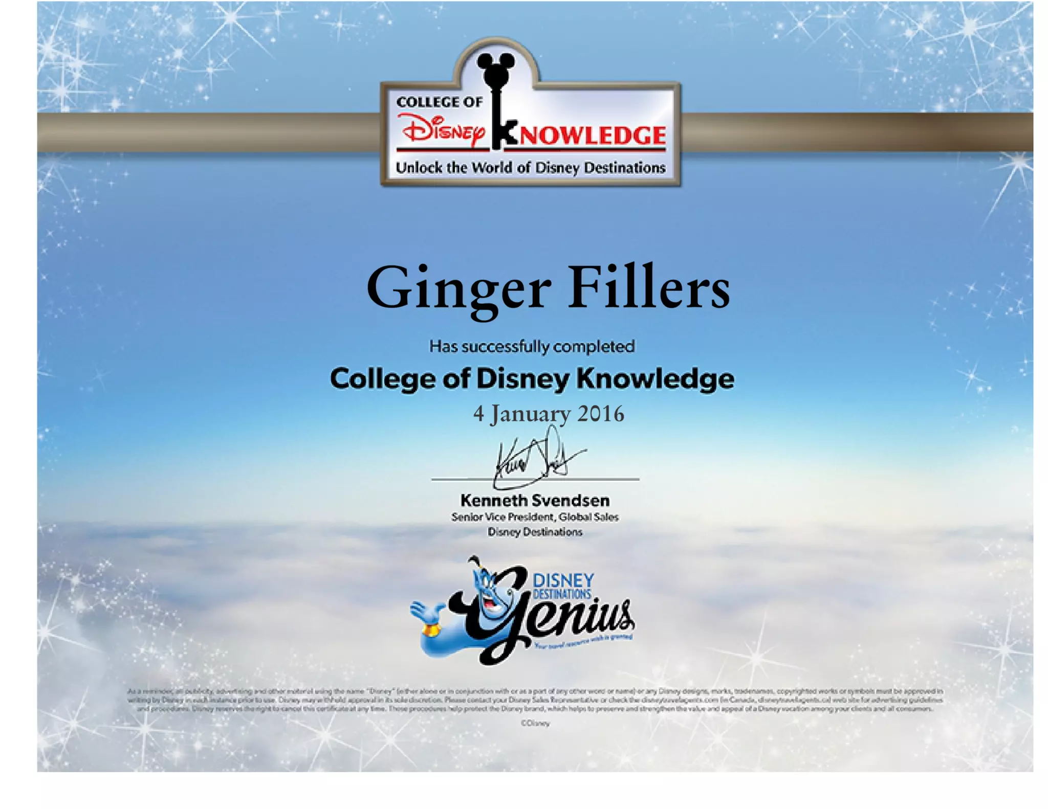 2016 Disney College of Knowledge Certificate | PPT