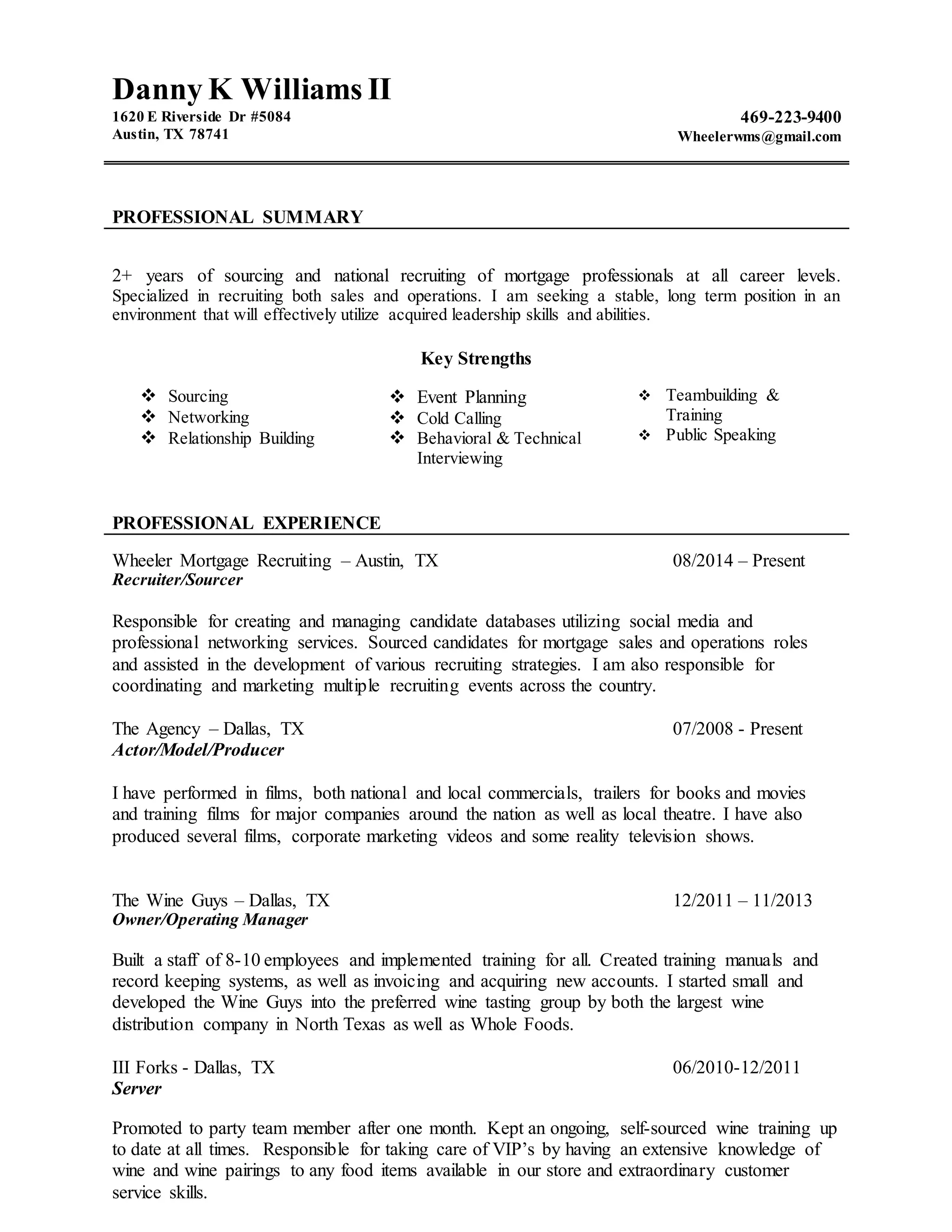 Danny Williams Resume | DOCX