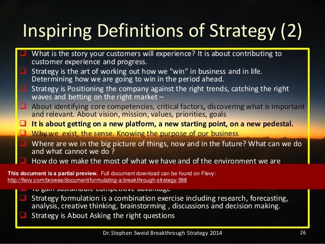 Formulating a Breakthrough Strategy