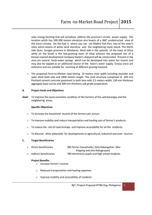 Project Proposal_Farm-Market-Road Development_Mabini, Bohol | PDF ...