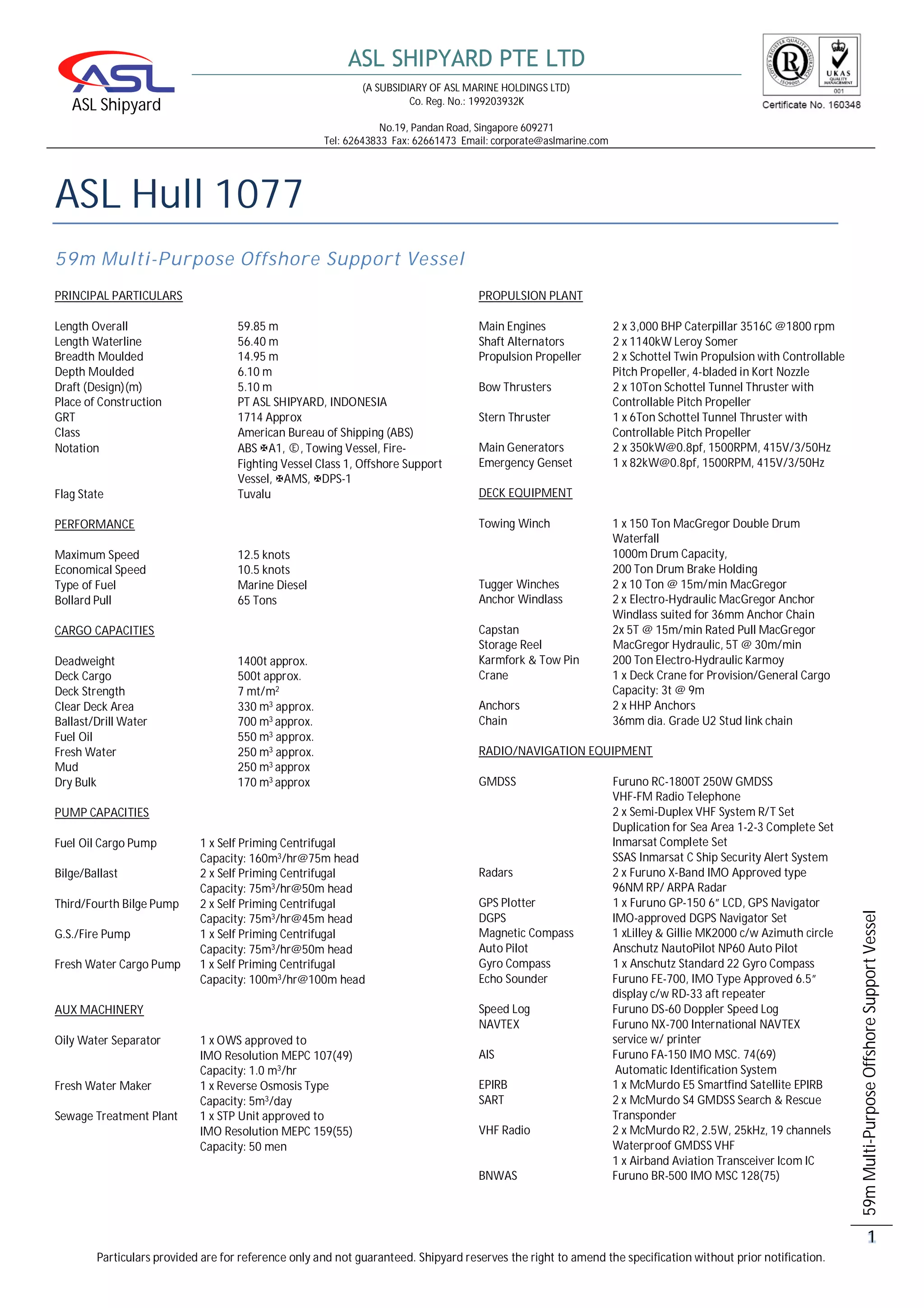 Specification Sheet - 59m MPOSV (H1077) | PDF