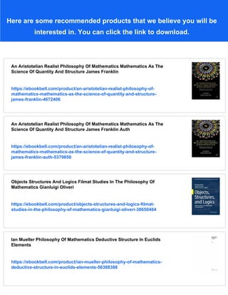 Philosophy Of Mathematics Structure And Ontology Shapiro Stewart | PDF