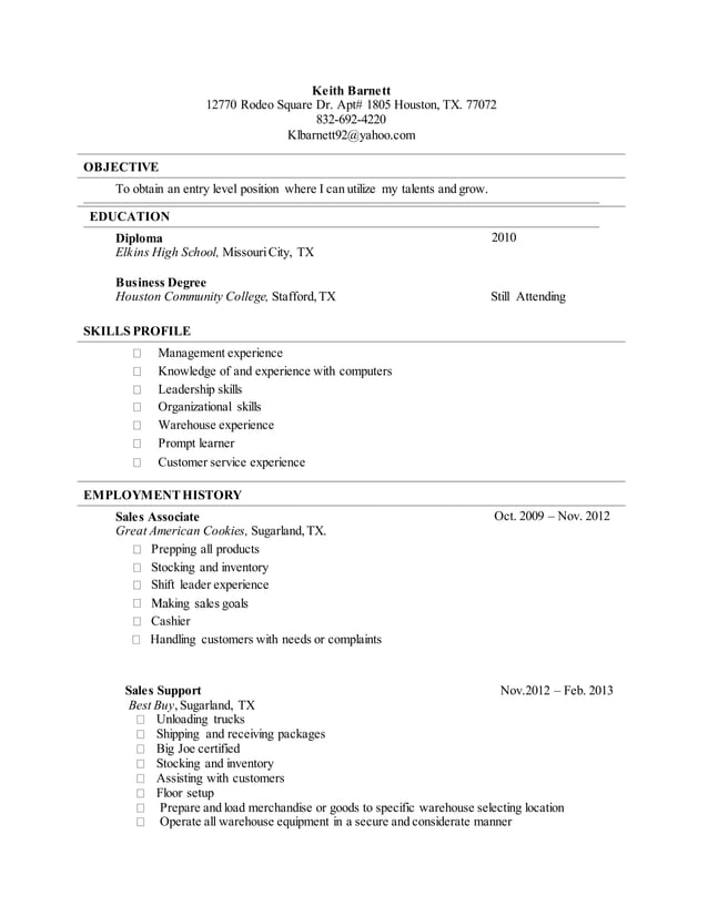 keiths Resume | DOCX | Home Appliances | Home & Garden