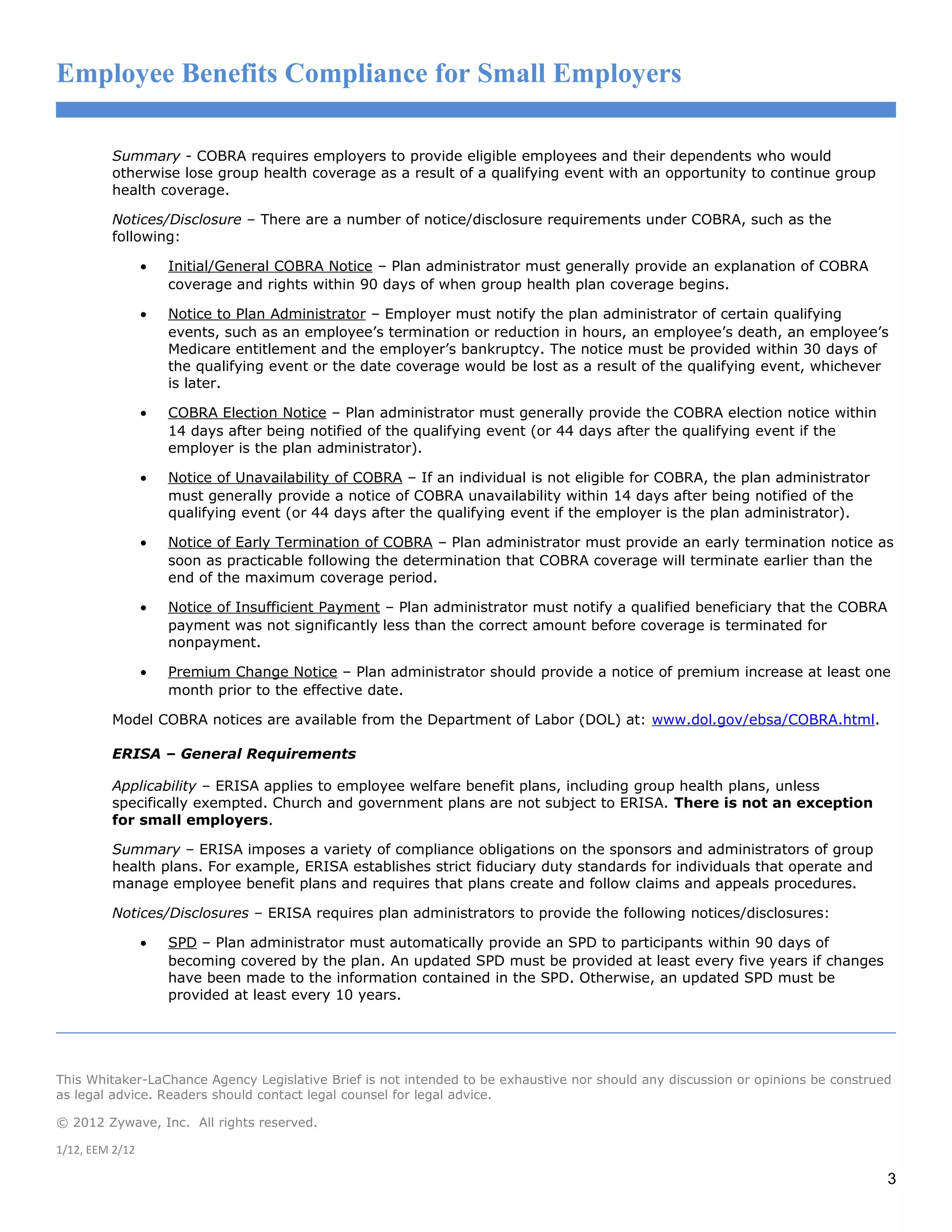 59828 employee benefits compliance checklist for small employers 021312 ...