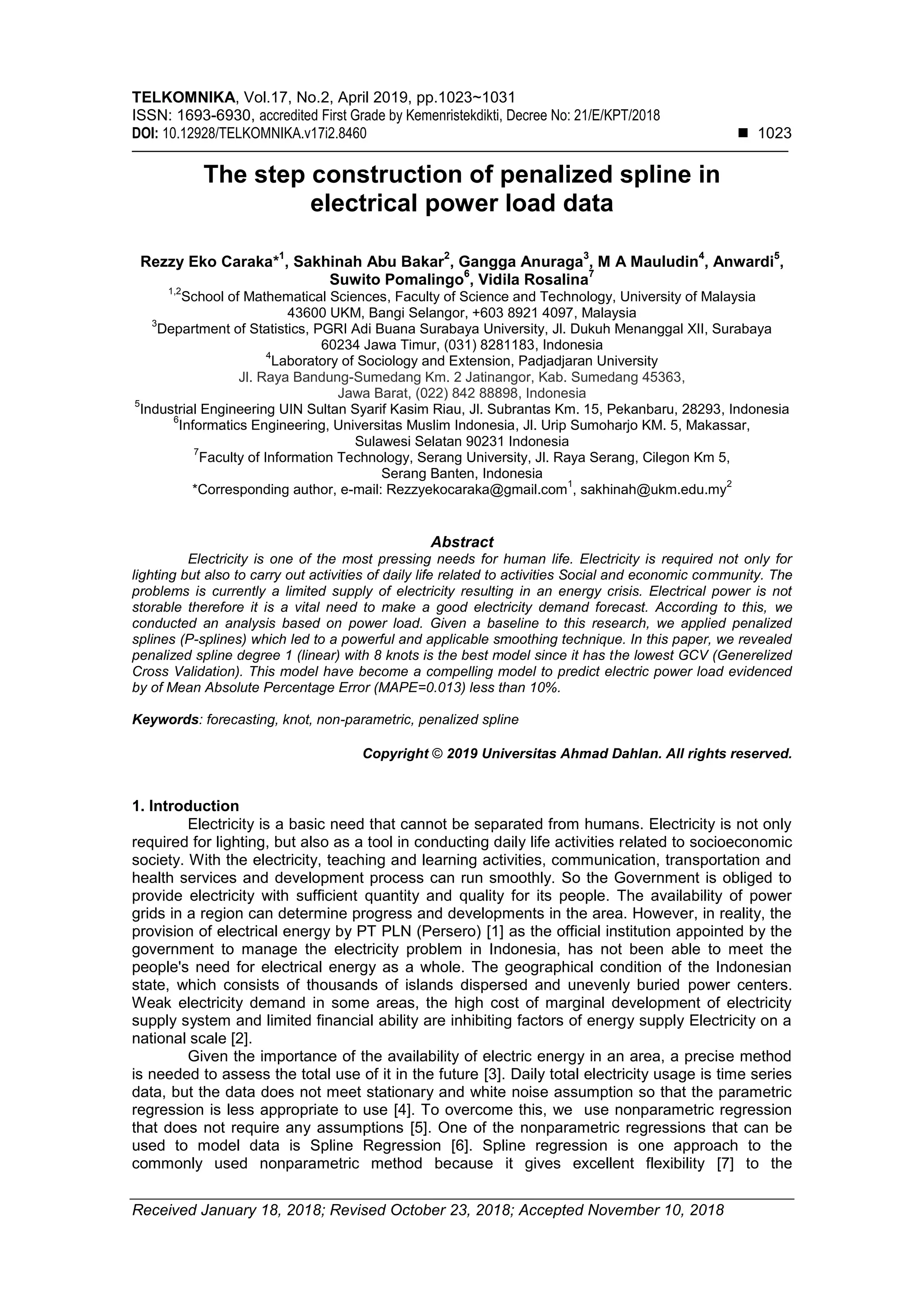 The step construction of penalized spline in electrical power load data | PDF