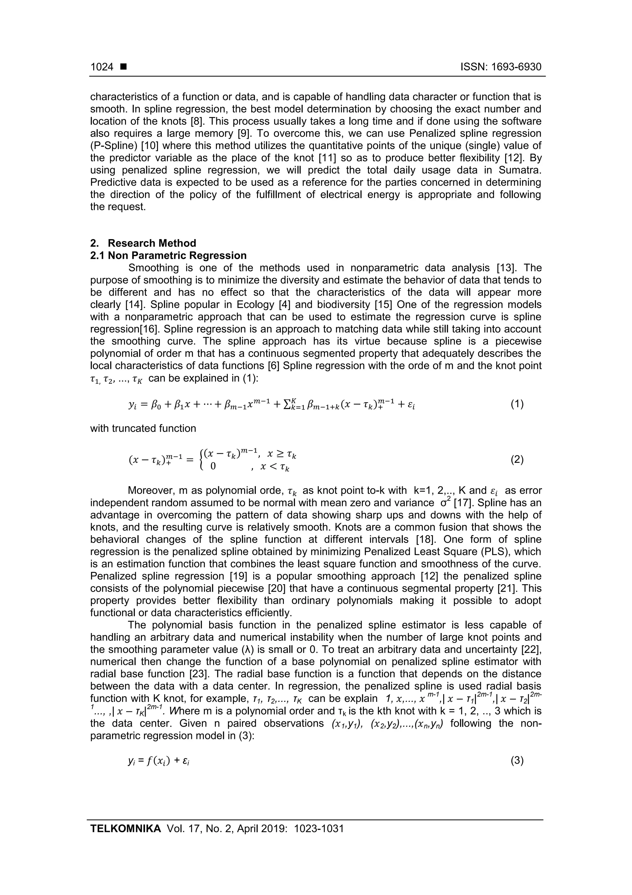 The step construction of penalized spline in electrical power load data ...