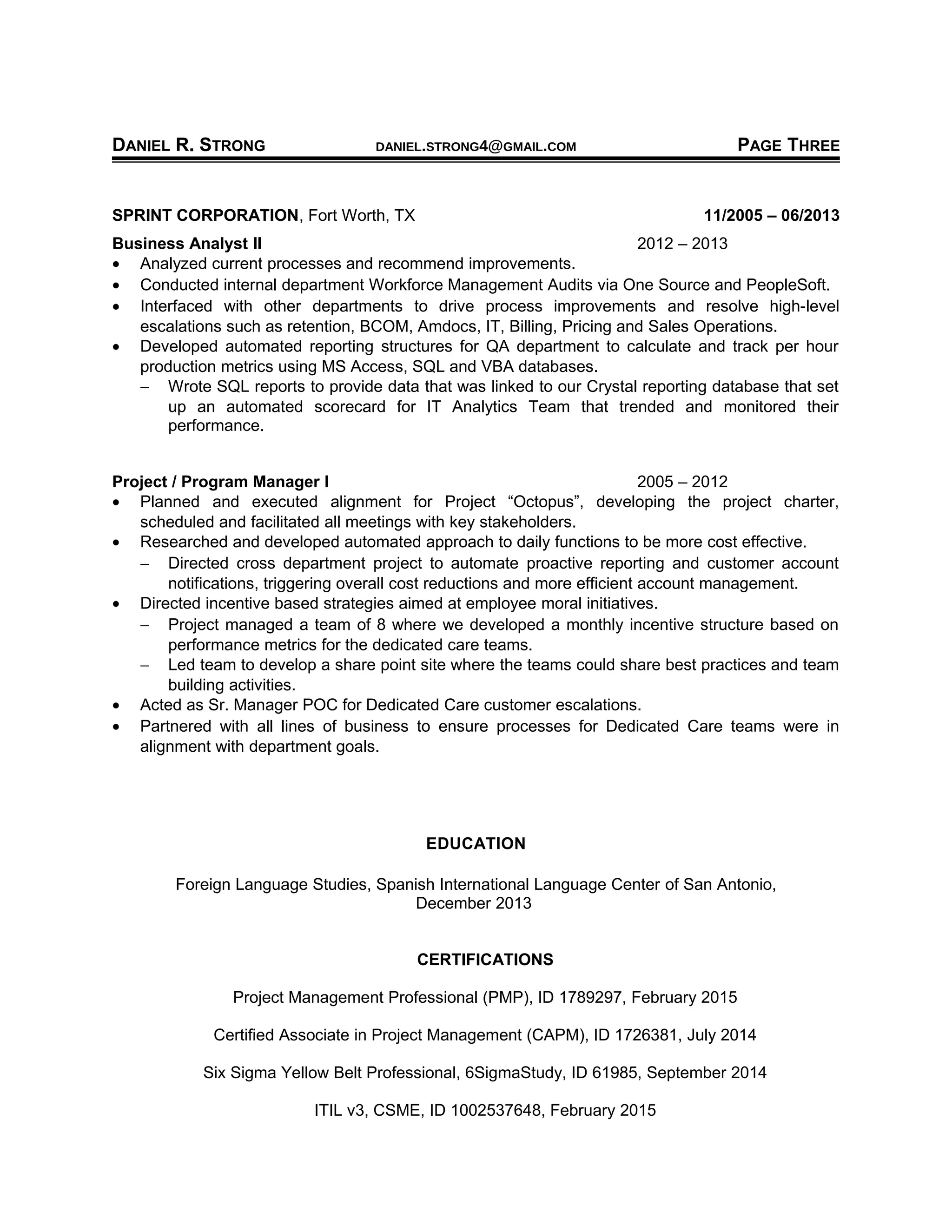 Daniel Strong Resume | DOC