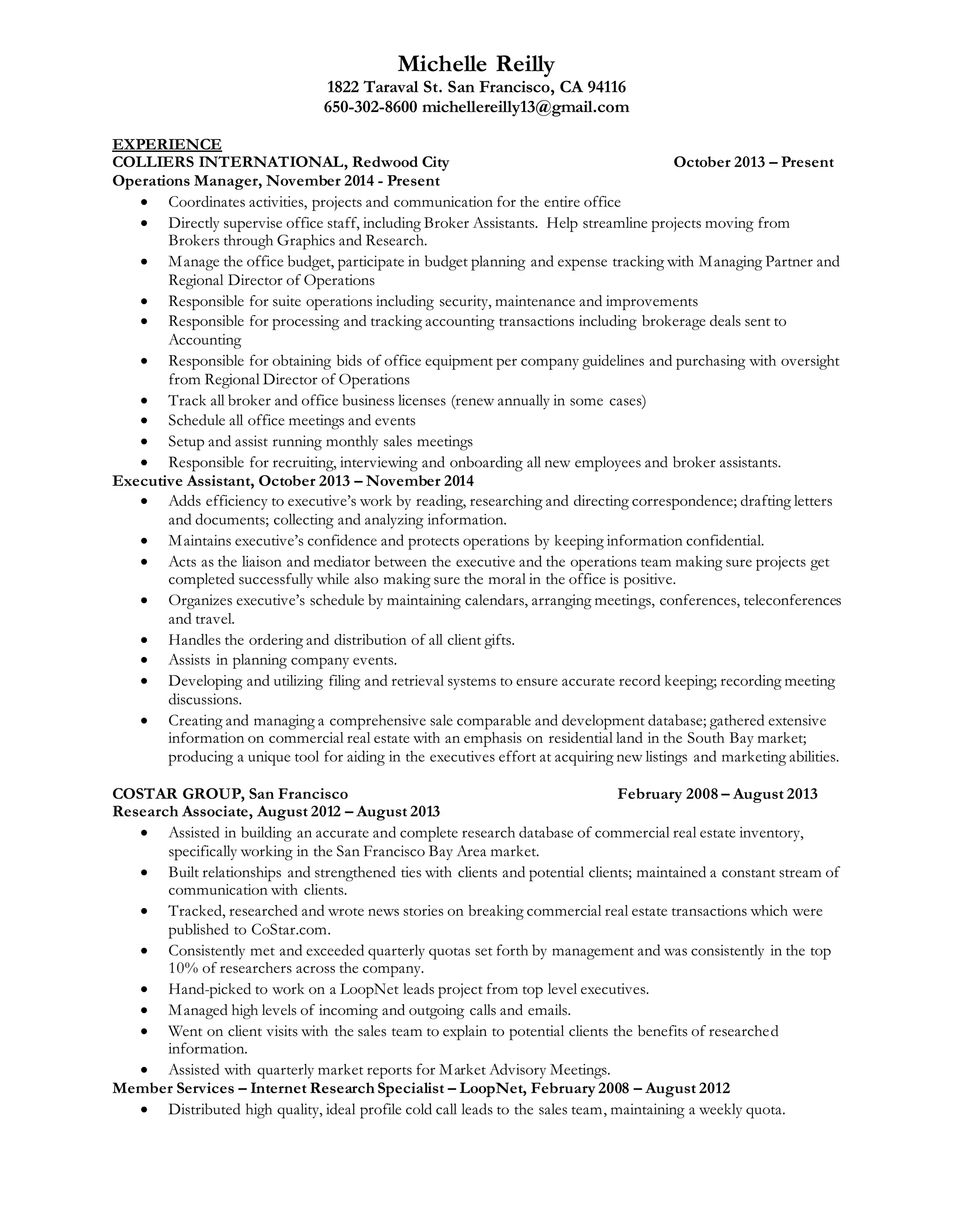 Resume - Michelle Reilly | DOCX