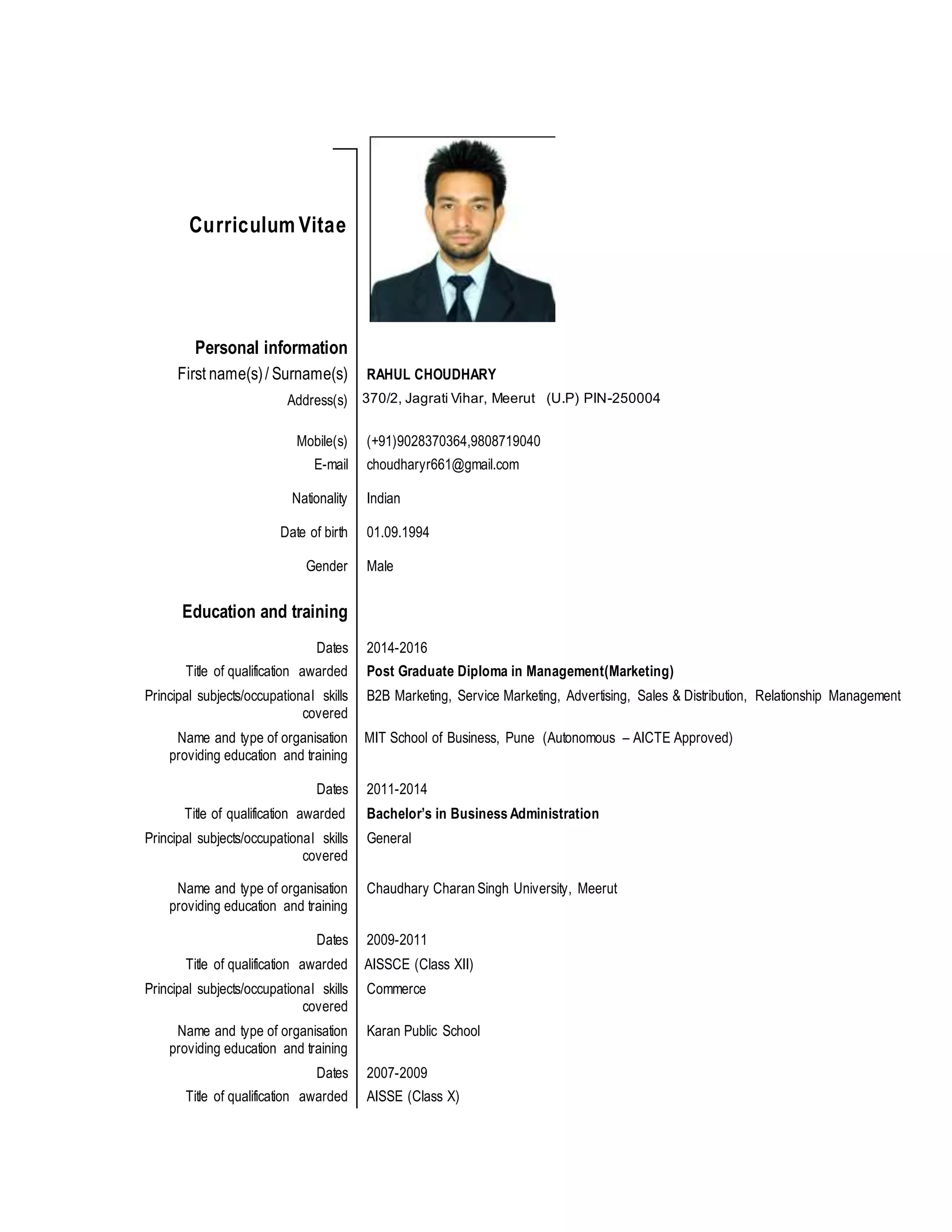 Curriculum Vitae-Rahul | DOCX