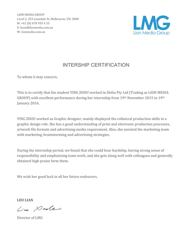 LMG_Intership Certificate (Graphic Designer) | PDF