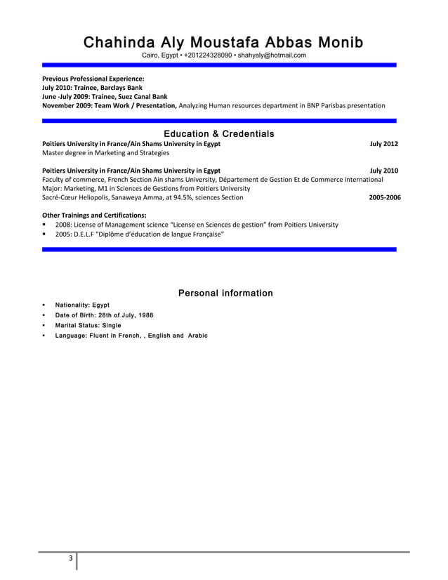 Chahinda Aly Moustafa Abbas Monib - CV (1) | PDF