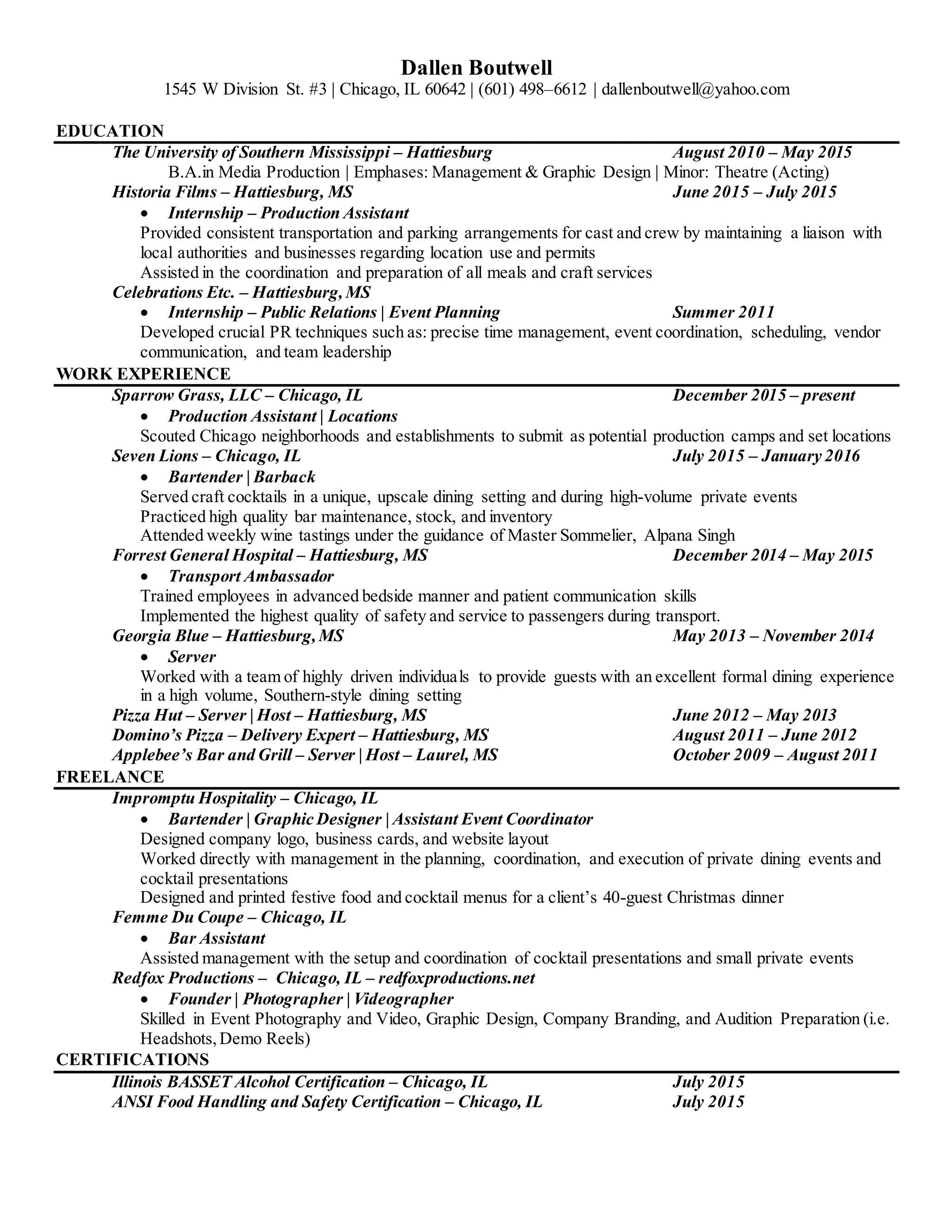 2016 RESUME | DOCX