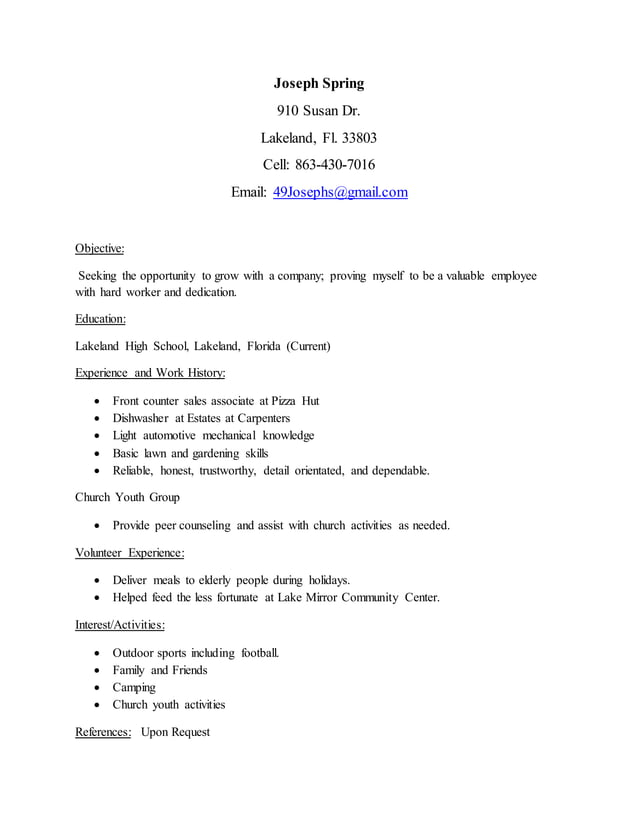 Joseph Spring resume | PDF