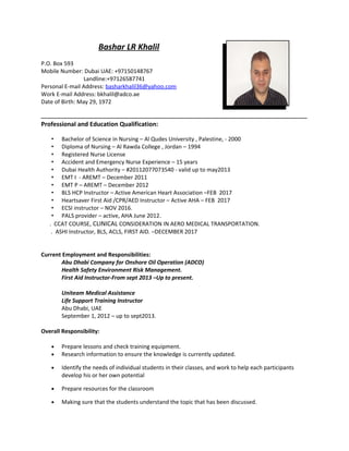 Bashar Khalil new CV | DOC