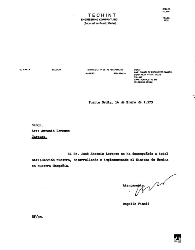 1979 Techint Engineering Co Venezuela | PDF
