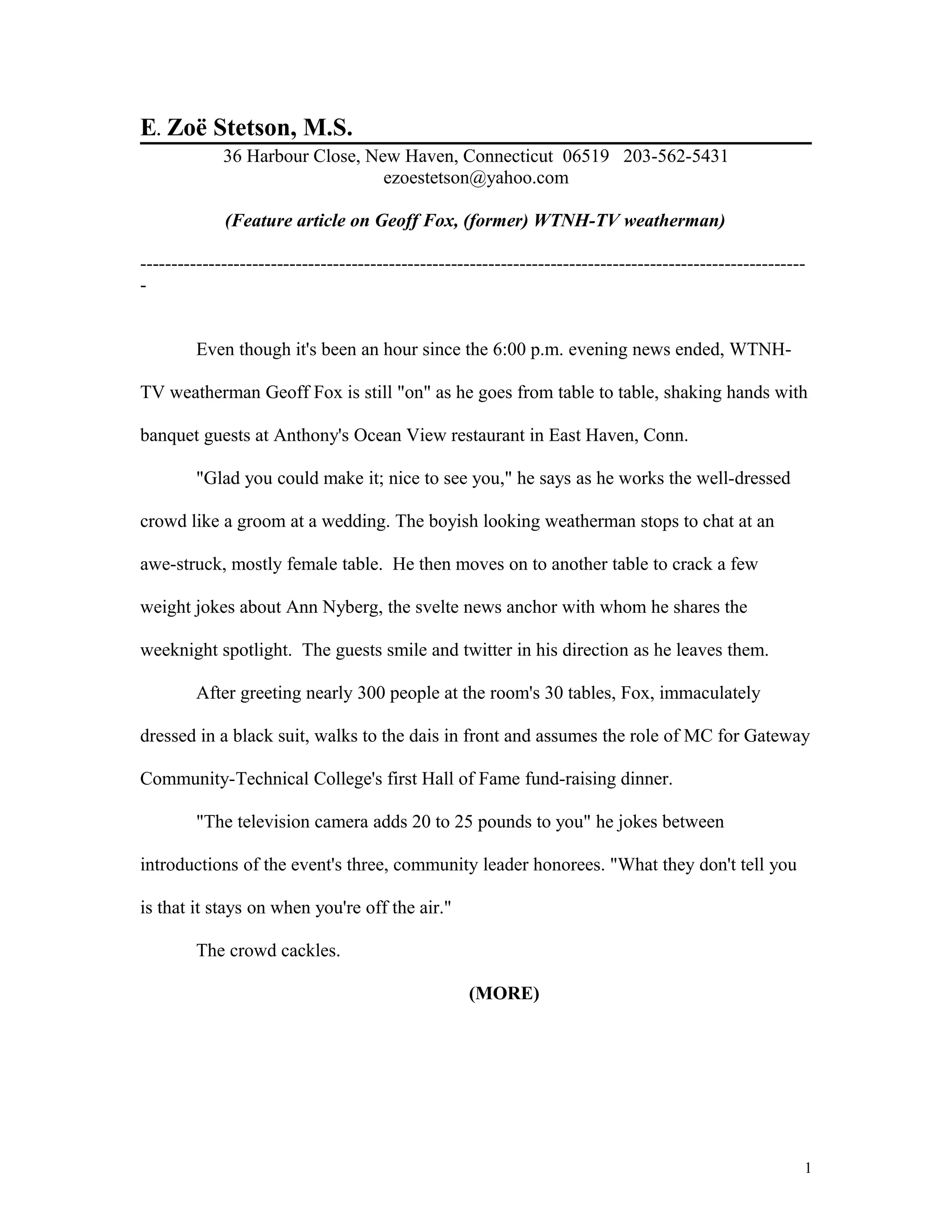 Geoff Fox Profile | DOC