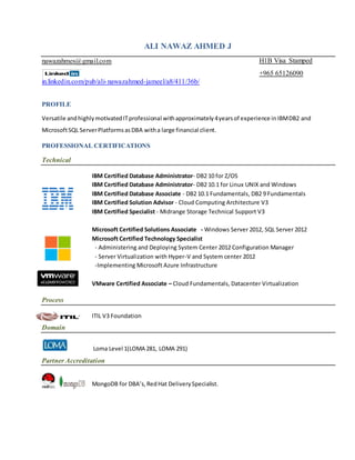 Ali Nawaz Ahmed - Lead DBA | PDF