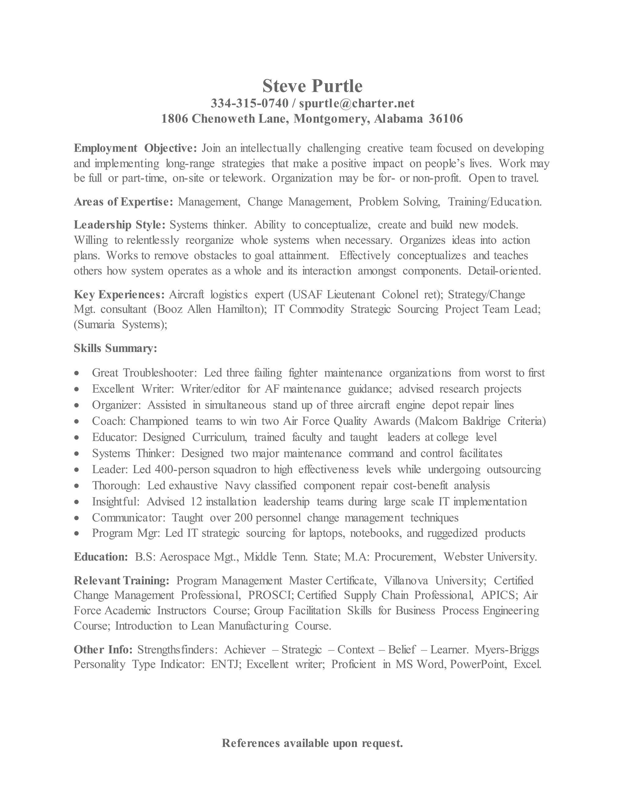 Steve Resume May 2016 1 pager | PDF