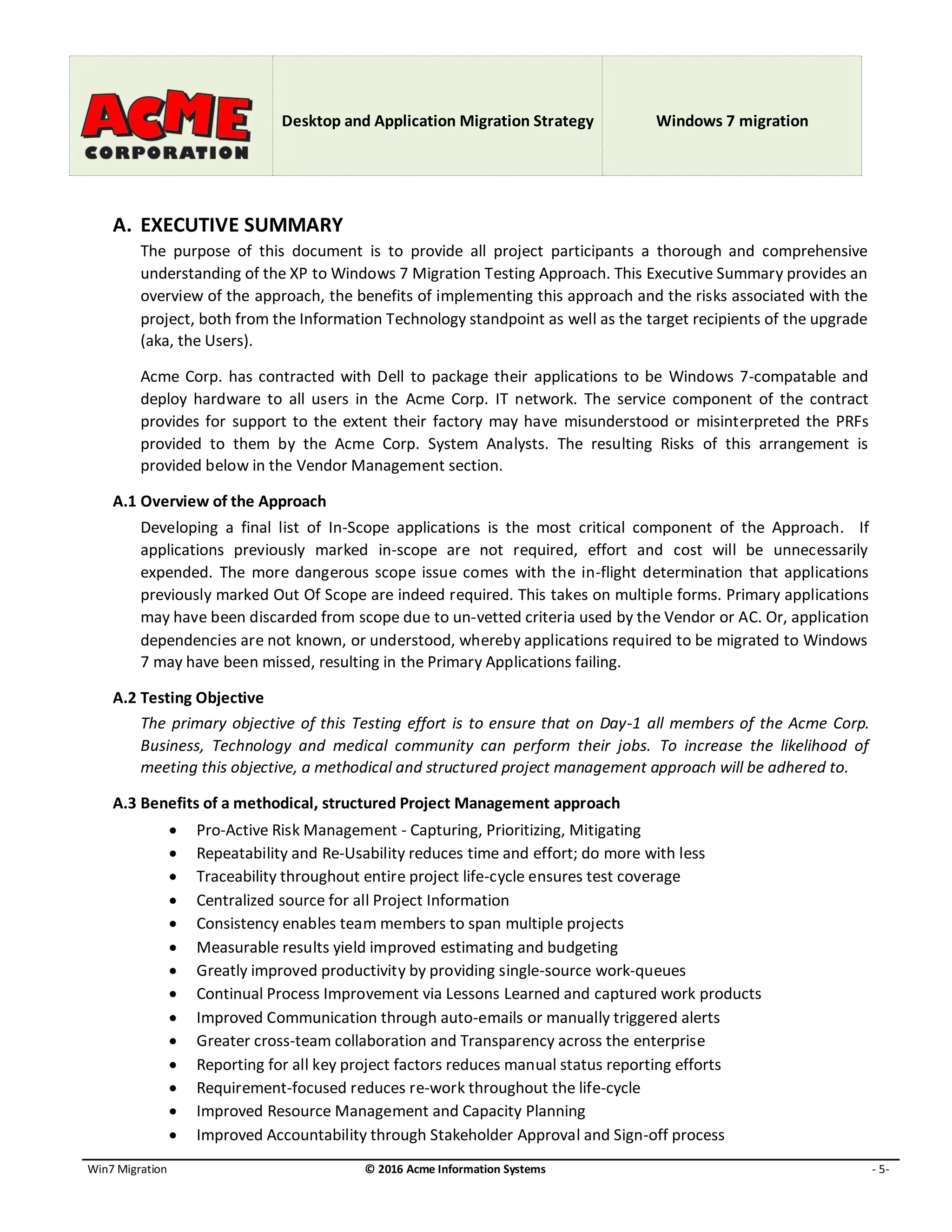 Acme WIndows 7 Migration Strategy | PDF