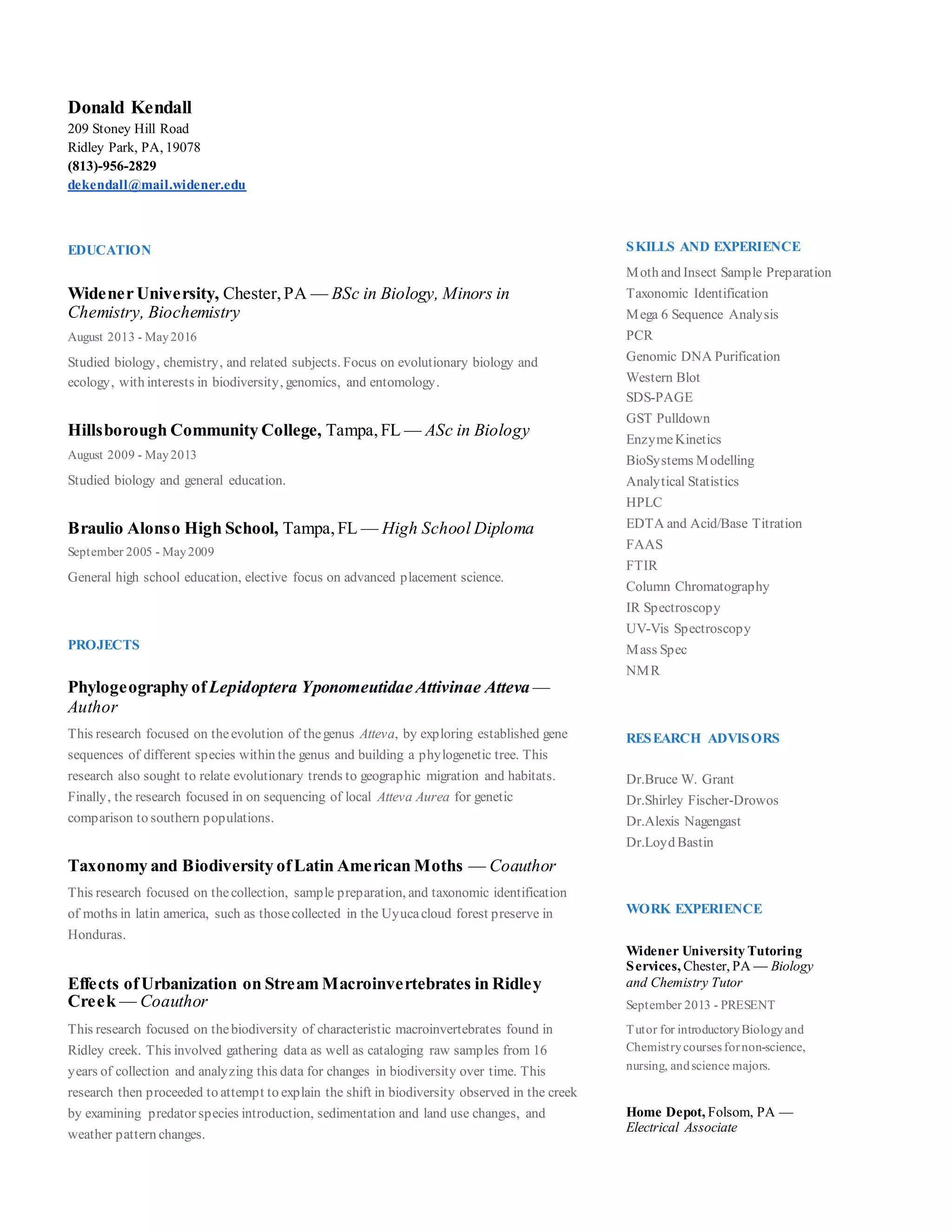 Kendall Donald Resume | DOCX