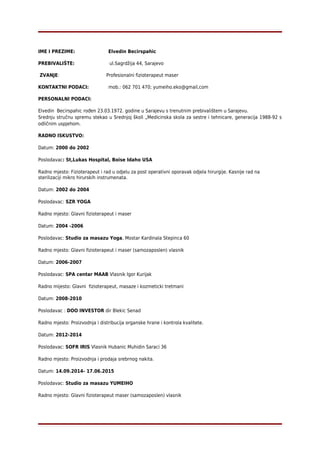 Elvedin cv | PDF