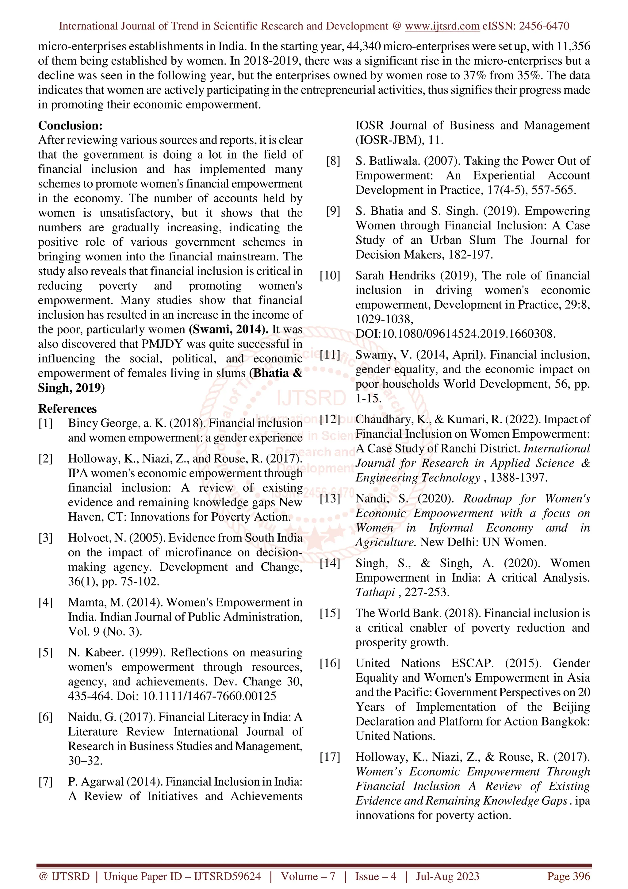 A Study of the Role of Financial Inclusion in Womens Empowerment | PDF