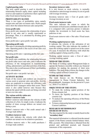 A Study on Working Capital Management at Penna Cements Pvt Ltd ...