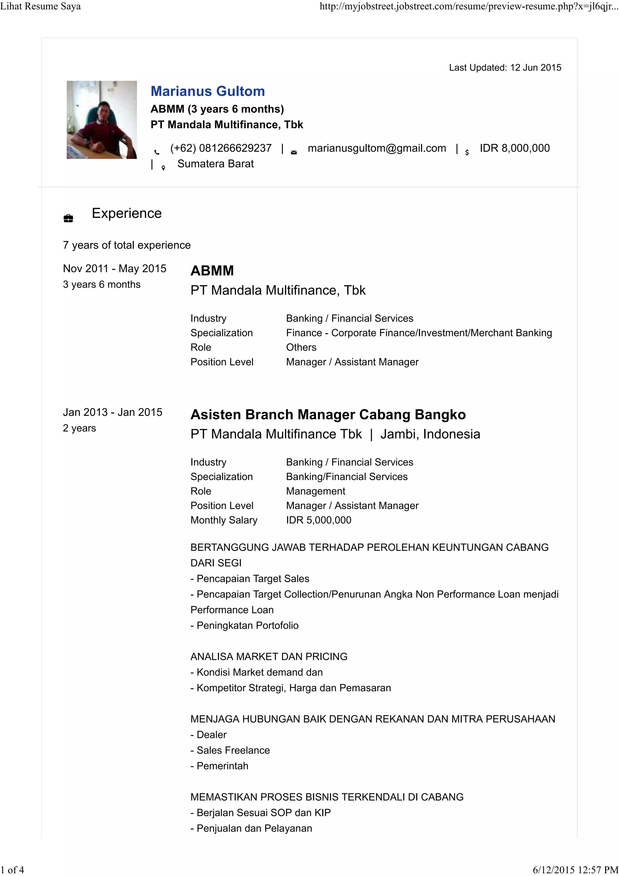 Curriculum Vitae (Terbaru) | PDF