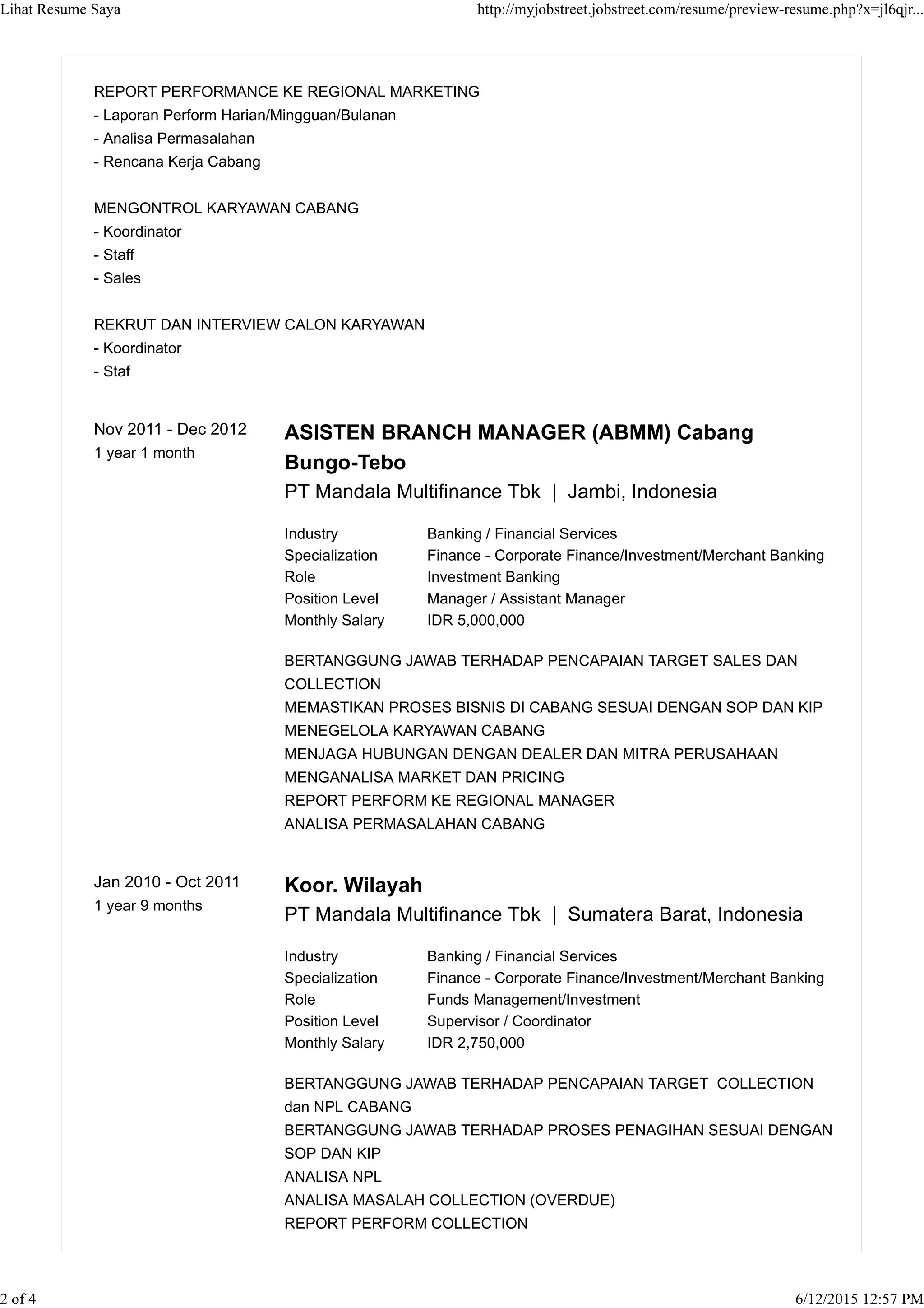 Curriculum Vitae (Terbaru) | PDF