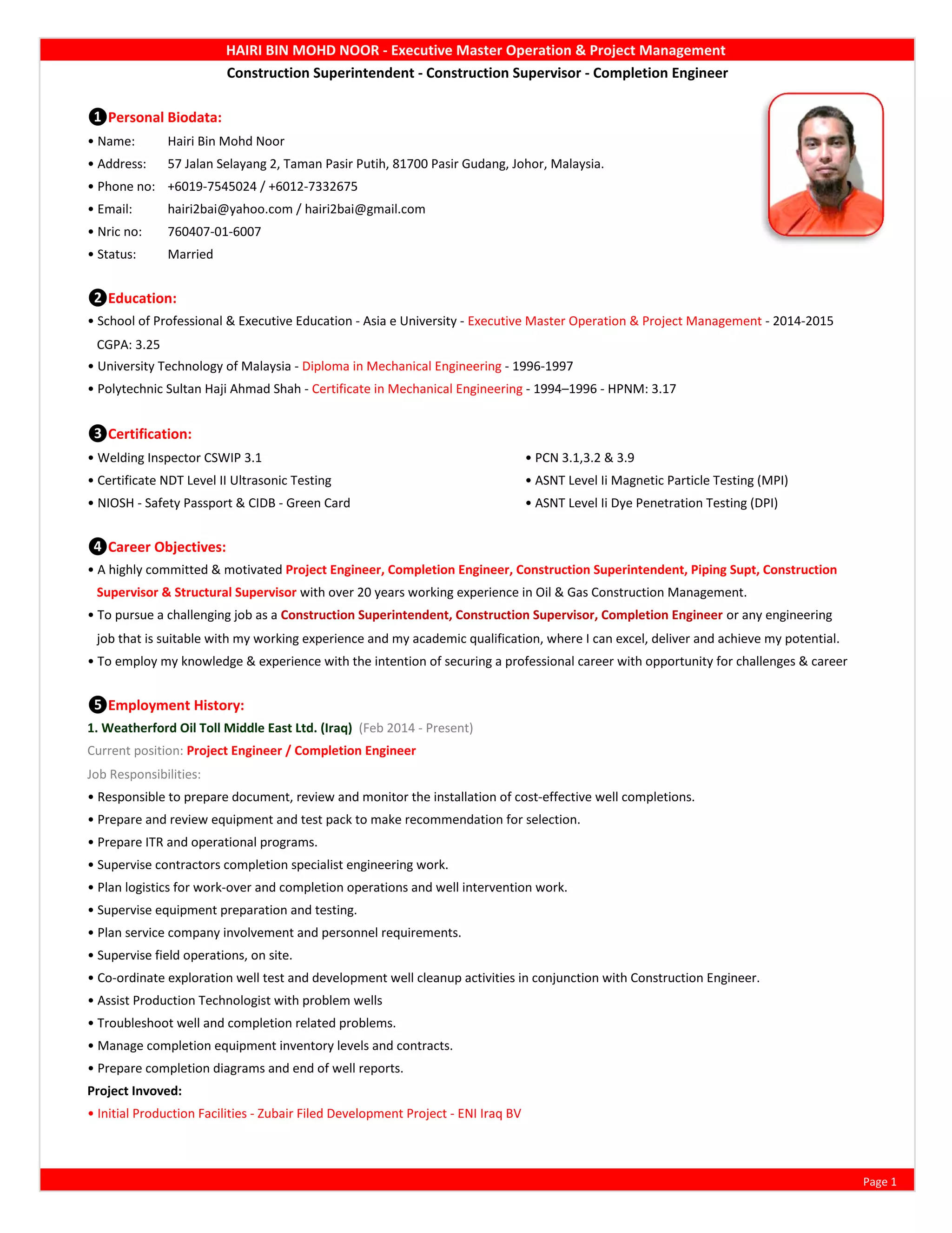 Hairi Mohd Noor_Resume | PDF