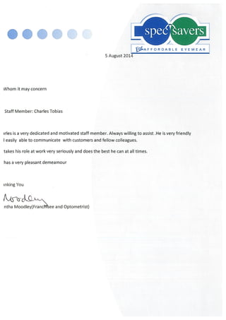 Spec Savers Reference Letter | PDF