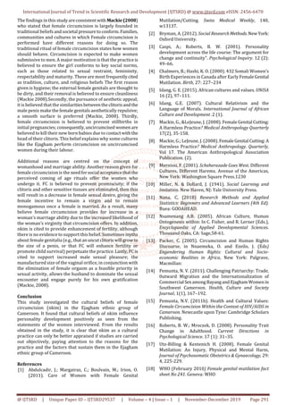 Cultural Beliefs of Female Circumcision (nkim) and Personality Development in the Ejagham Ethnic ...