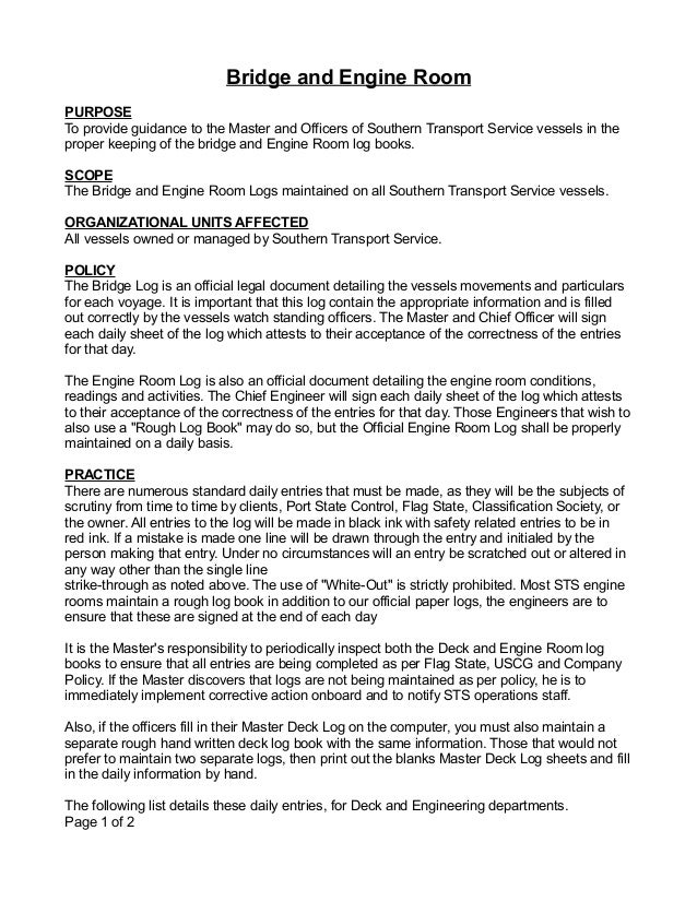 Southern Transport Service SOP