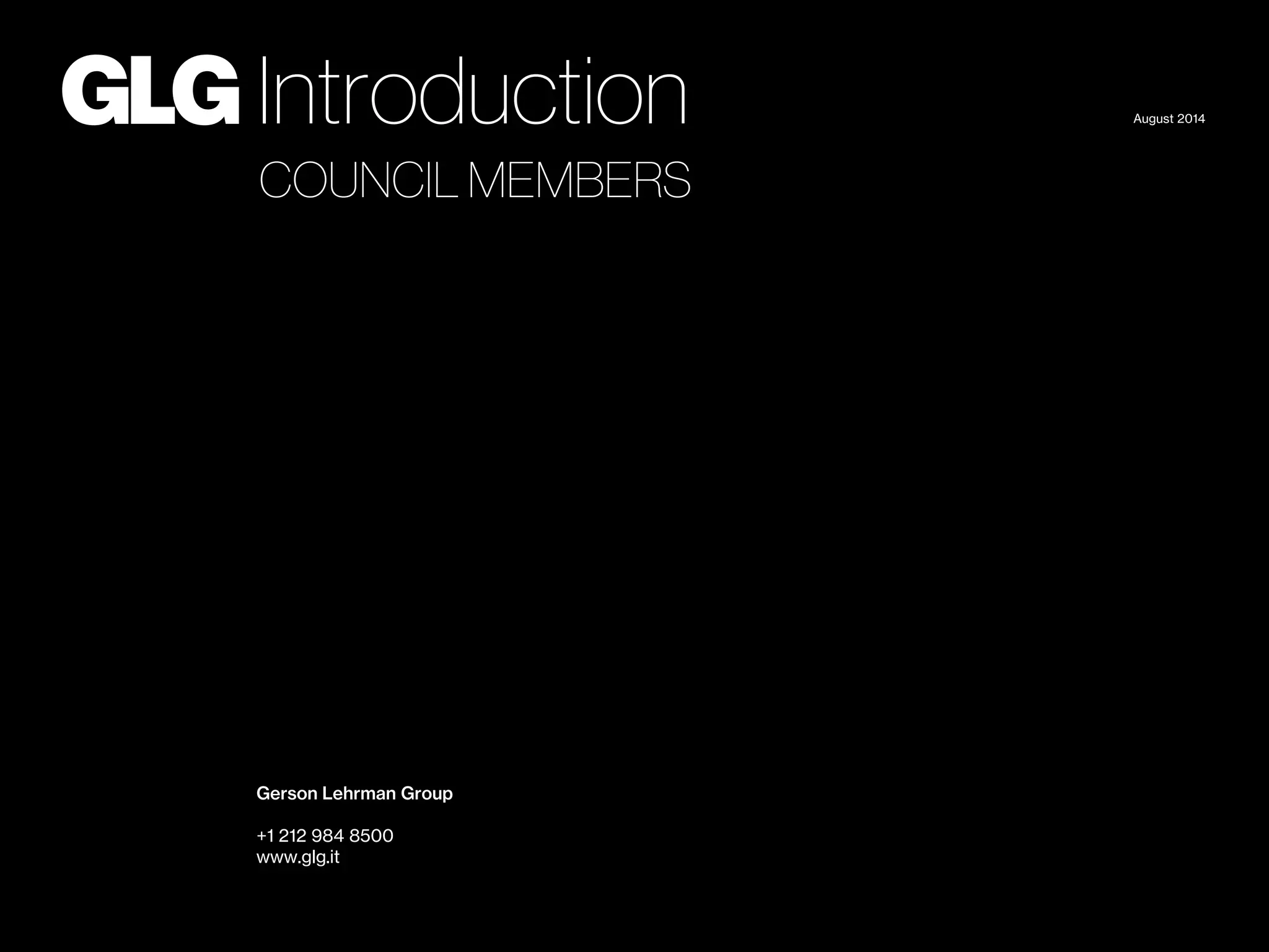 Intro to GLG for Council Members | PDF