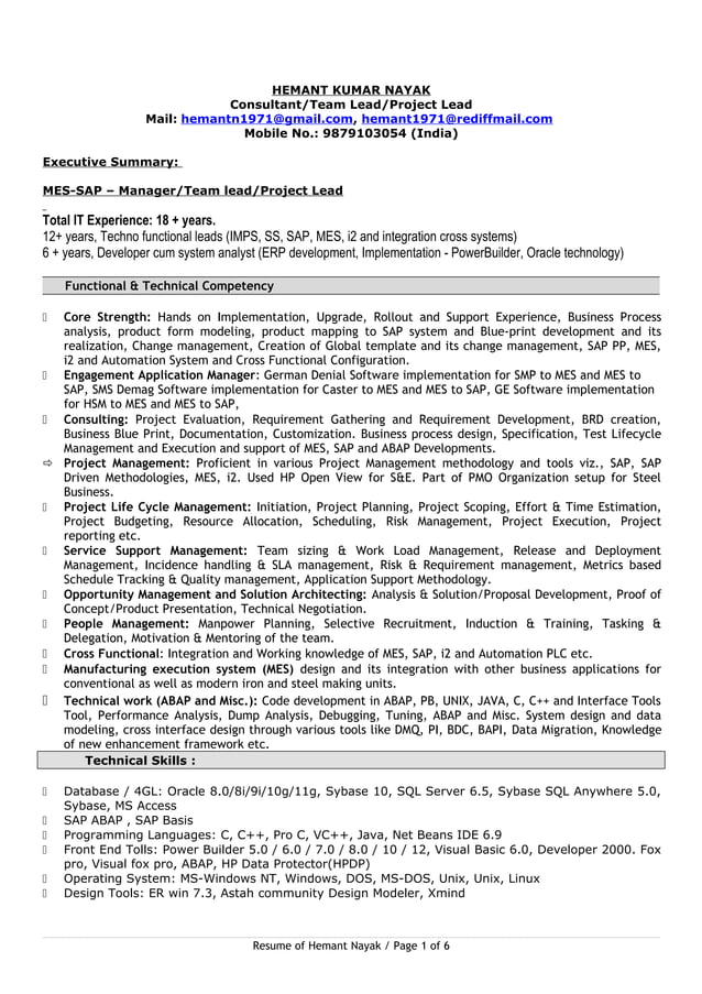 MES-SAP-Hemant | DOC | Computer Software and Applications | Computing