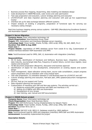 MES-SAP-Hemant | DOC | Computer Software and Applications | Computing