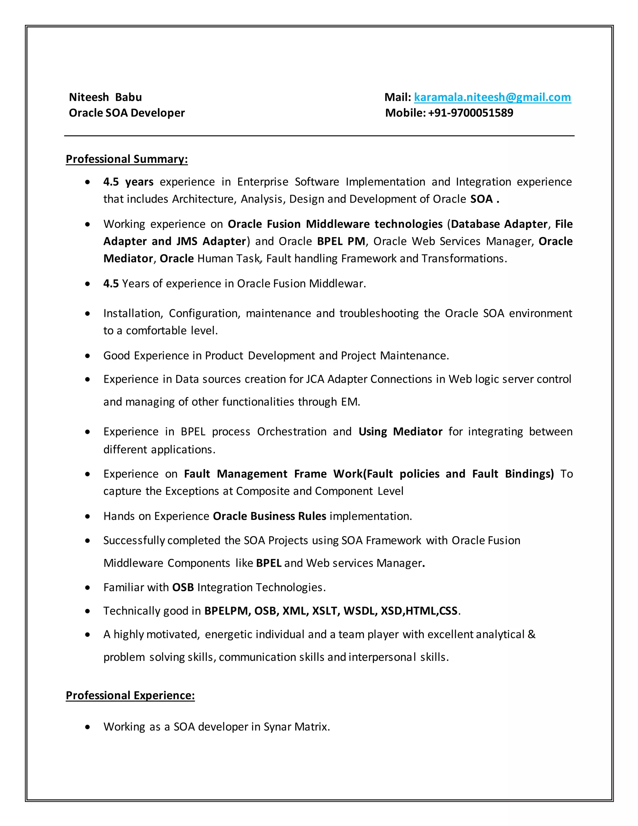 SOA Resume | DOCX