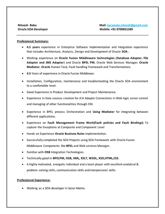 SOA Resume | PDF