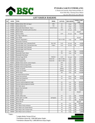 List Harga APD 2 | PDF