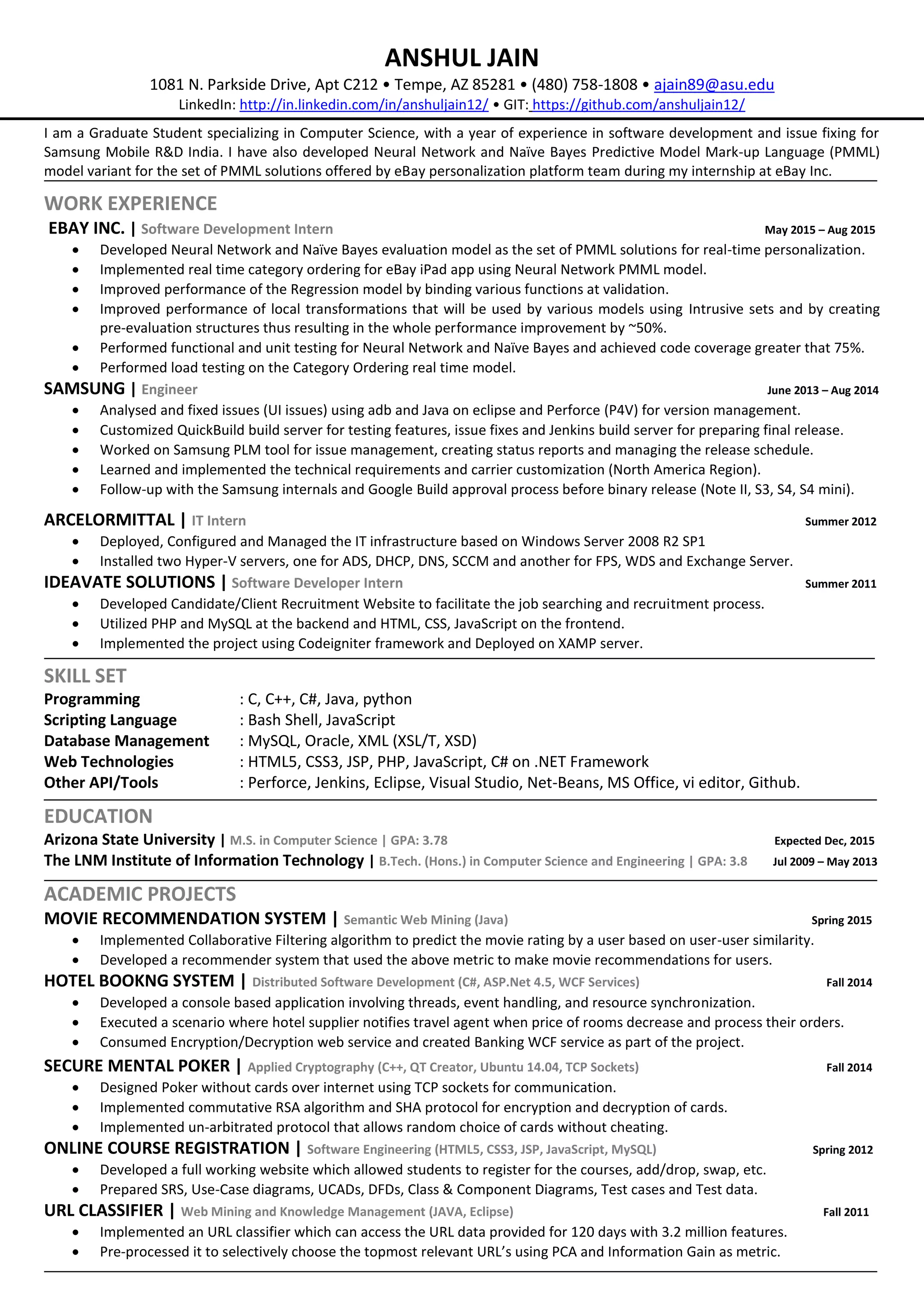Resume_Anshul Jain | PDF