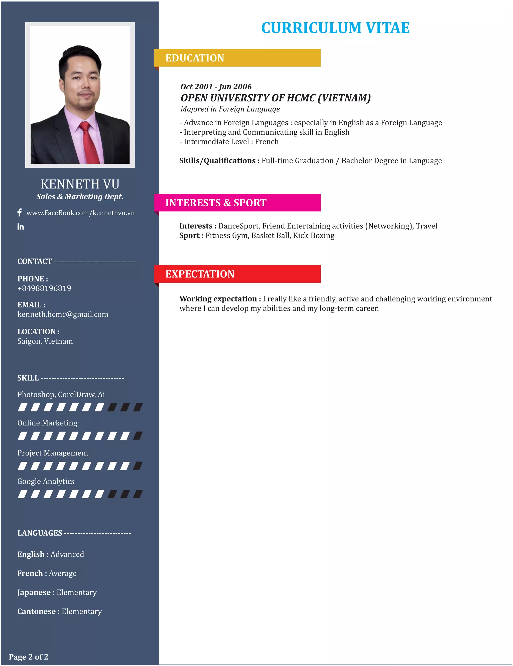 1 Detail CV of Kenneth Vu | PDF | Business | Business and Finance