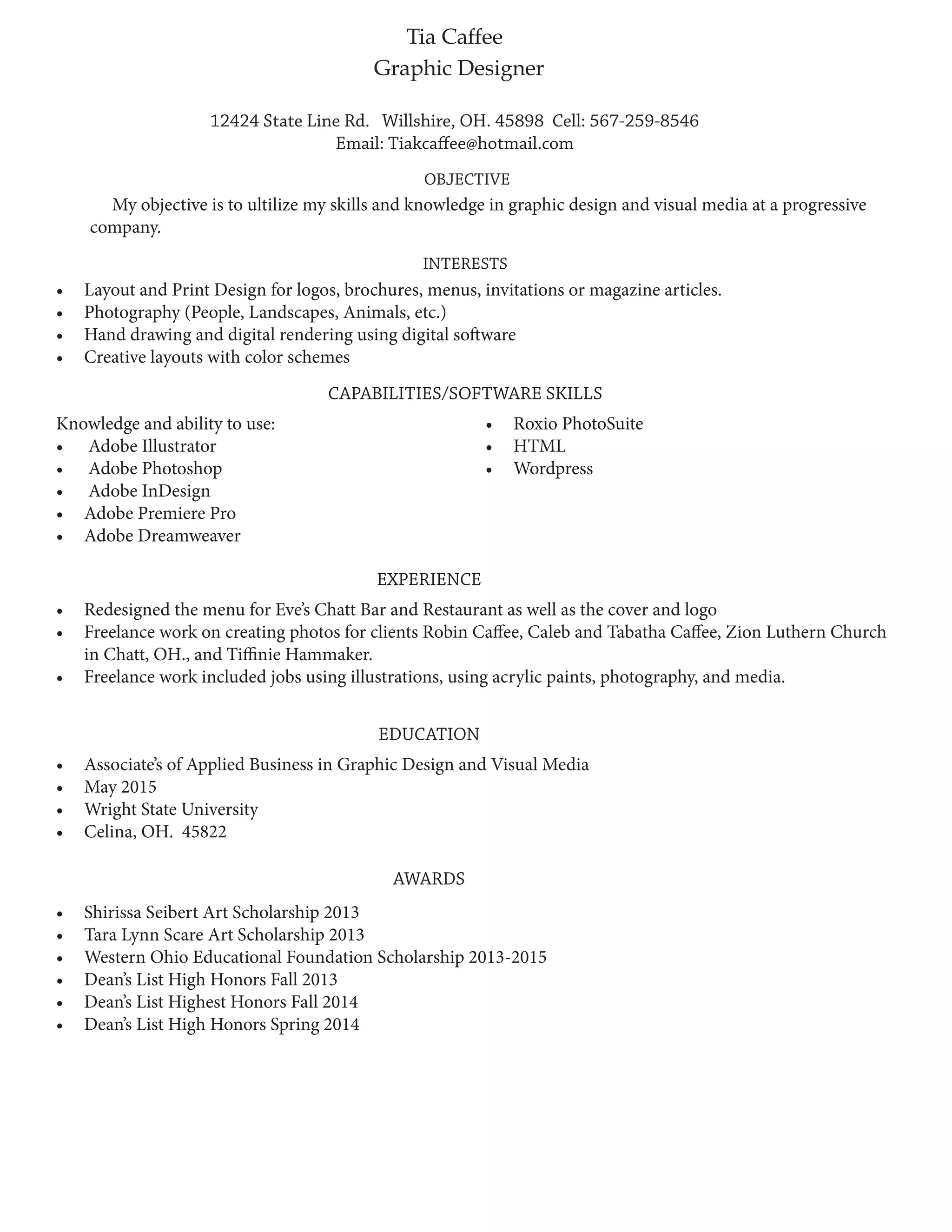 Business resume_Tia Caffee | PDF | Graphics Software | Computer Software and Applications