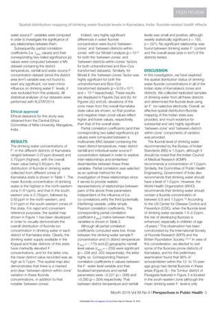Spatial distributiion mapping of drinking water fluoride levels in Karnataka. Chitta RC, et al ...